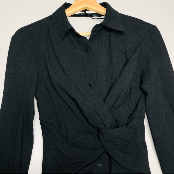 Zara | Tops | Zara Black Top Twist Front Open Back Botton Down Shirt 0 ...
